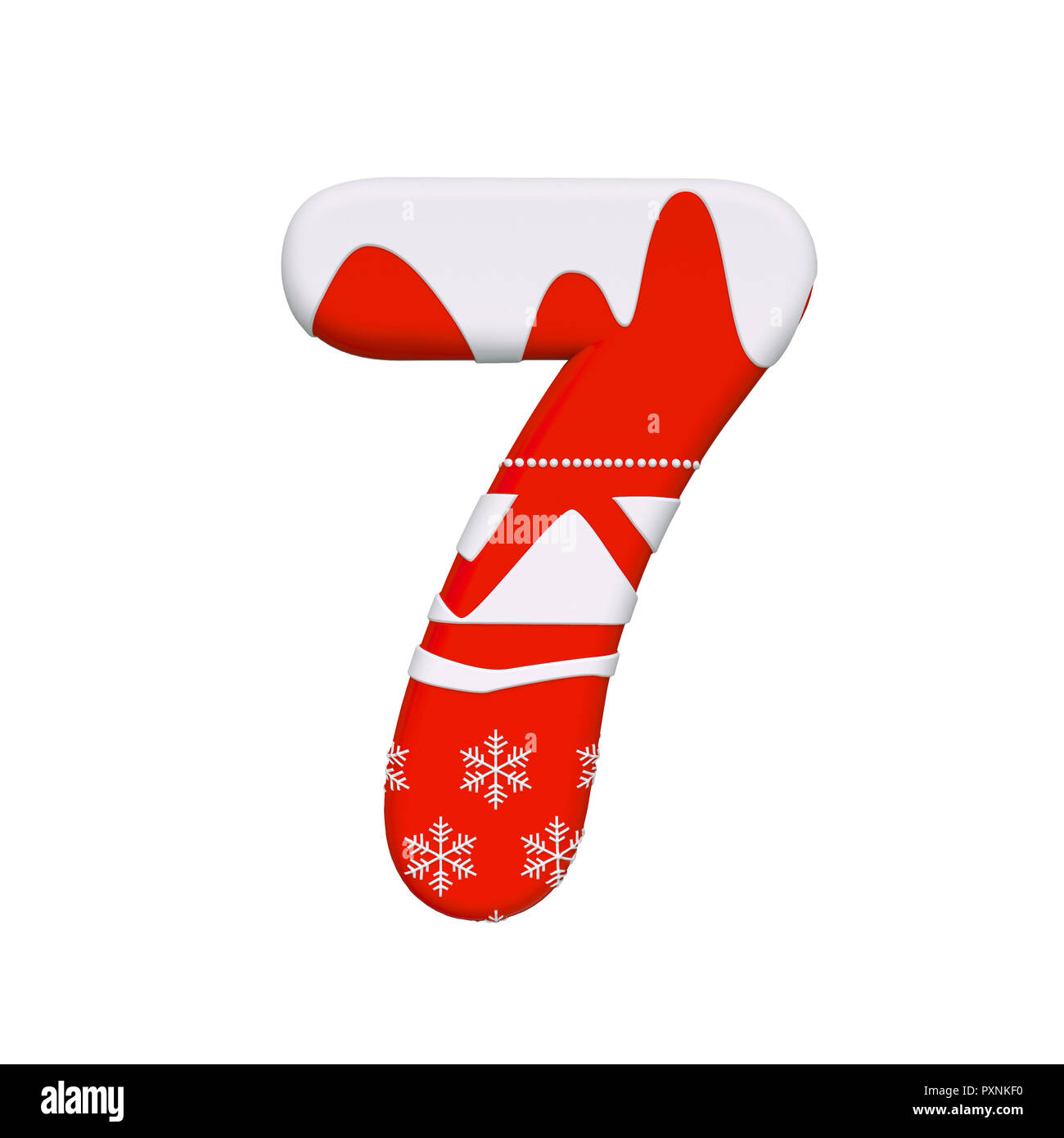 Christmas number 7 - 3d Santa Xmas digit isolated on white background ...