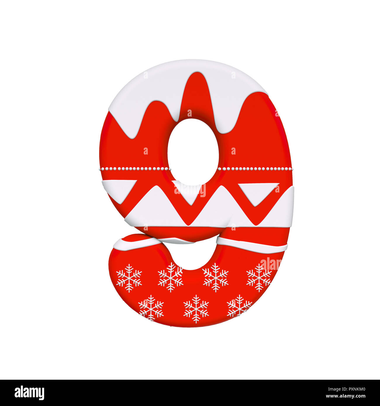 Christmas number 9 - 3d Santa Xmas digit isolated on white background ...