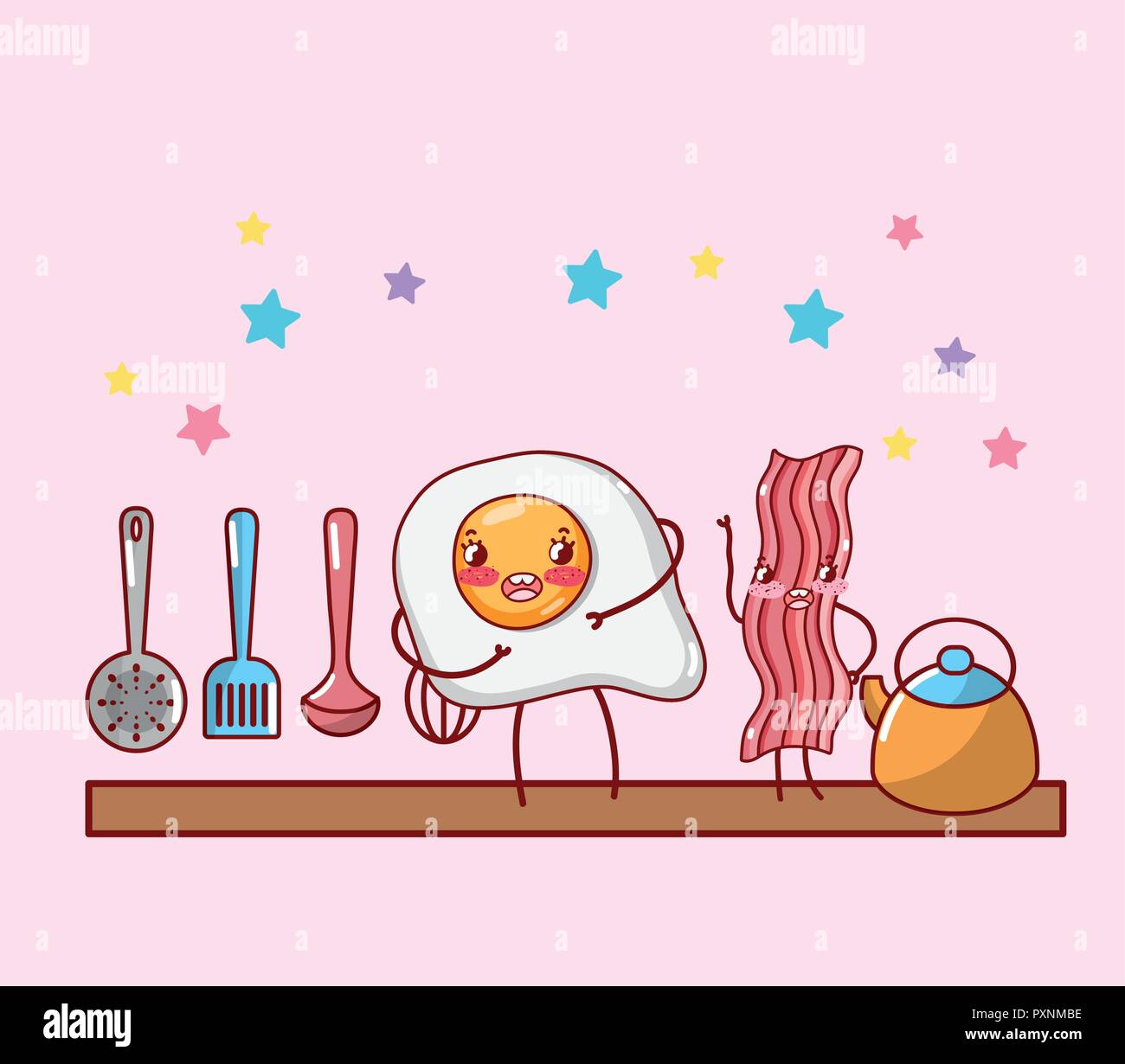 kitchen shelf cartoon kawaii cartoon Stock Vector Image & Art - Alamy