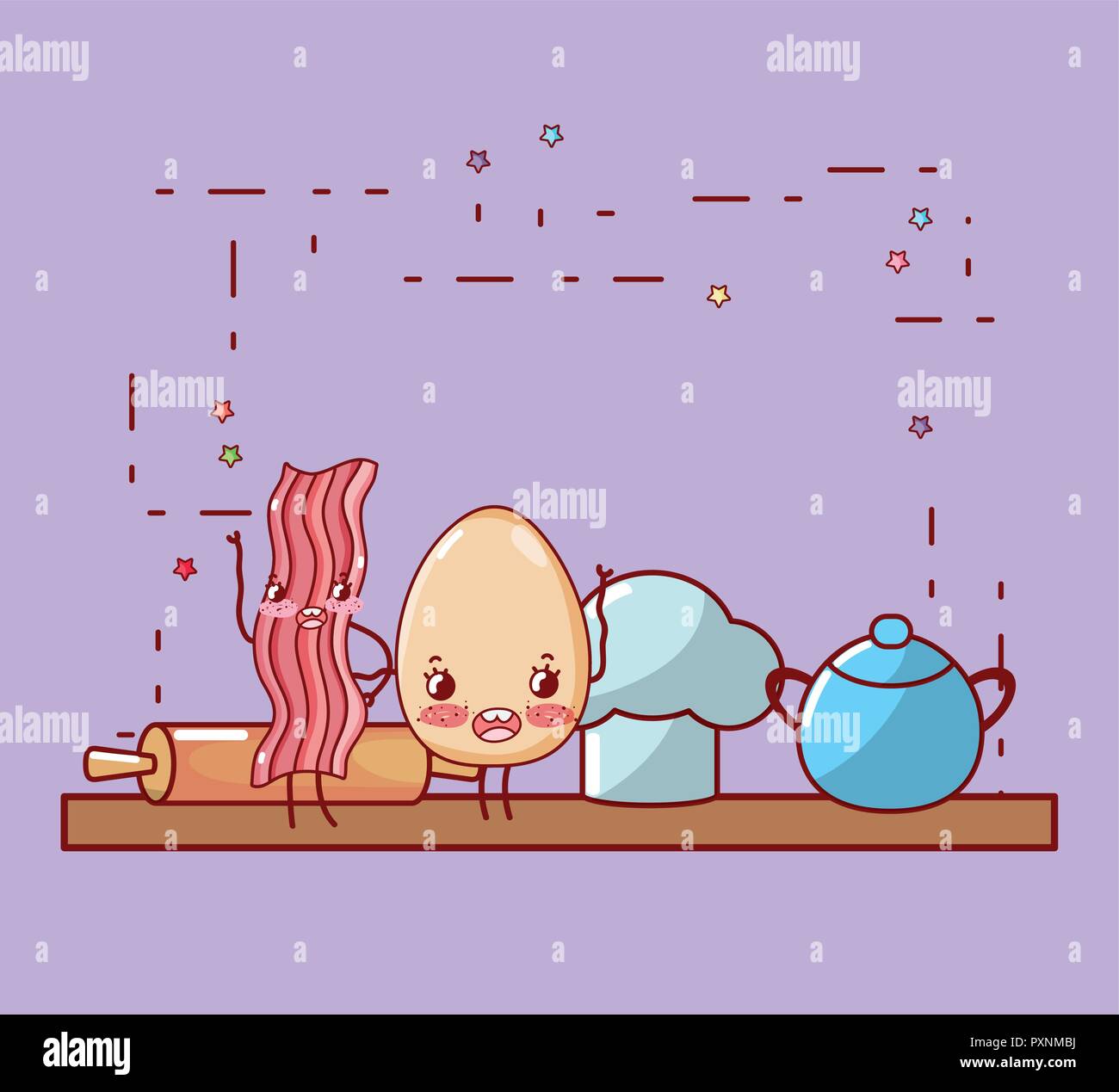 kitchen shelf cartoon kawaii cartoon Stock Vector Image & Art - Alamy