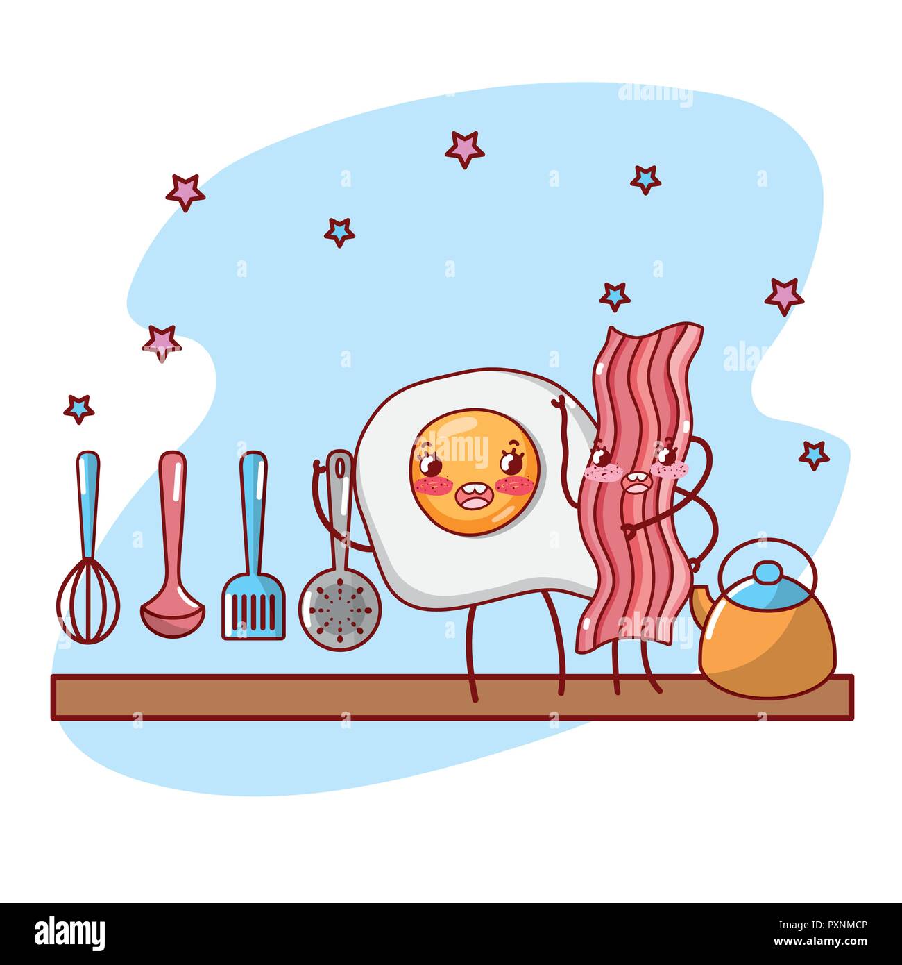 kitchen shelf cartoon kawaii cartoon Stock Vector Image & Art - Alamy