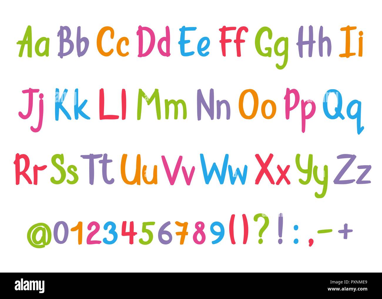 Coloful alphabet in sketchy style. Vector handwritten pencil letters ...
