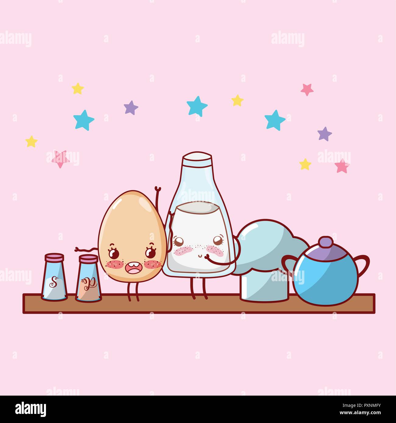 kitchen shelf cartoon kawaii cartoon Stock Vector Image & Art - Alamy