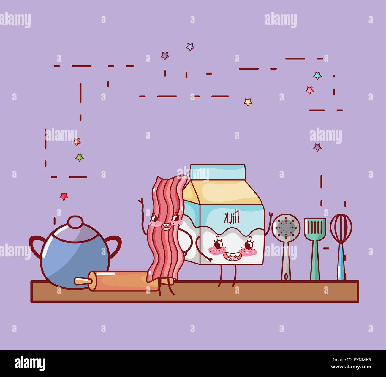 kitchen shelf cartoon kawaii cartoon Stock Vector Image & Art - Alamy