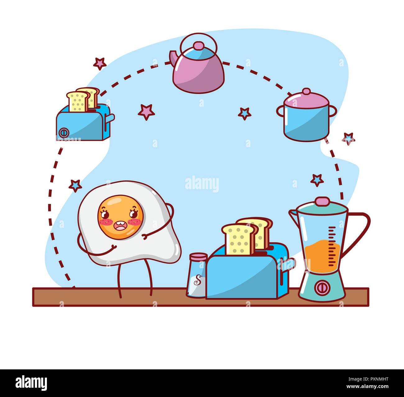 kitchen shelf cartoon kawaii cartoon Stock Vector Image & Art - Alamy