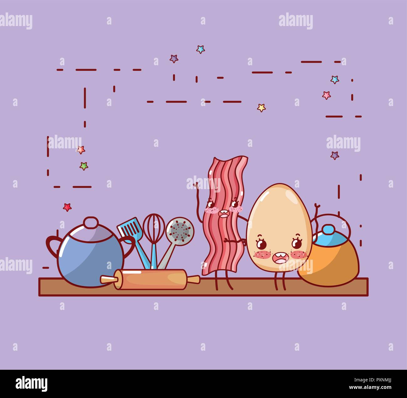 kitchen shelf cartoon kawaii cartoon Stock Vector Image & Art - Alamy