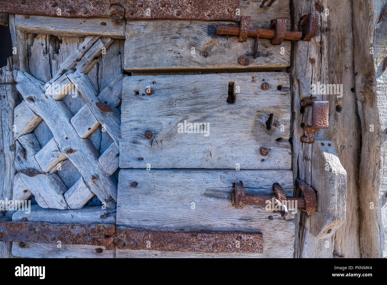 Twelfth century wooden door at Chepstow Castle, Monmouthshire, Wales ...