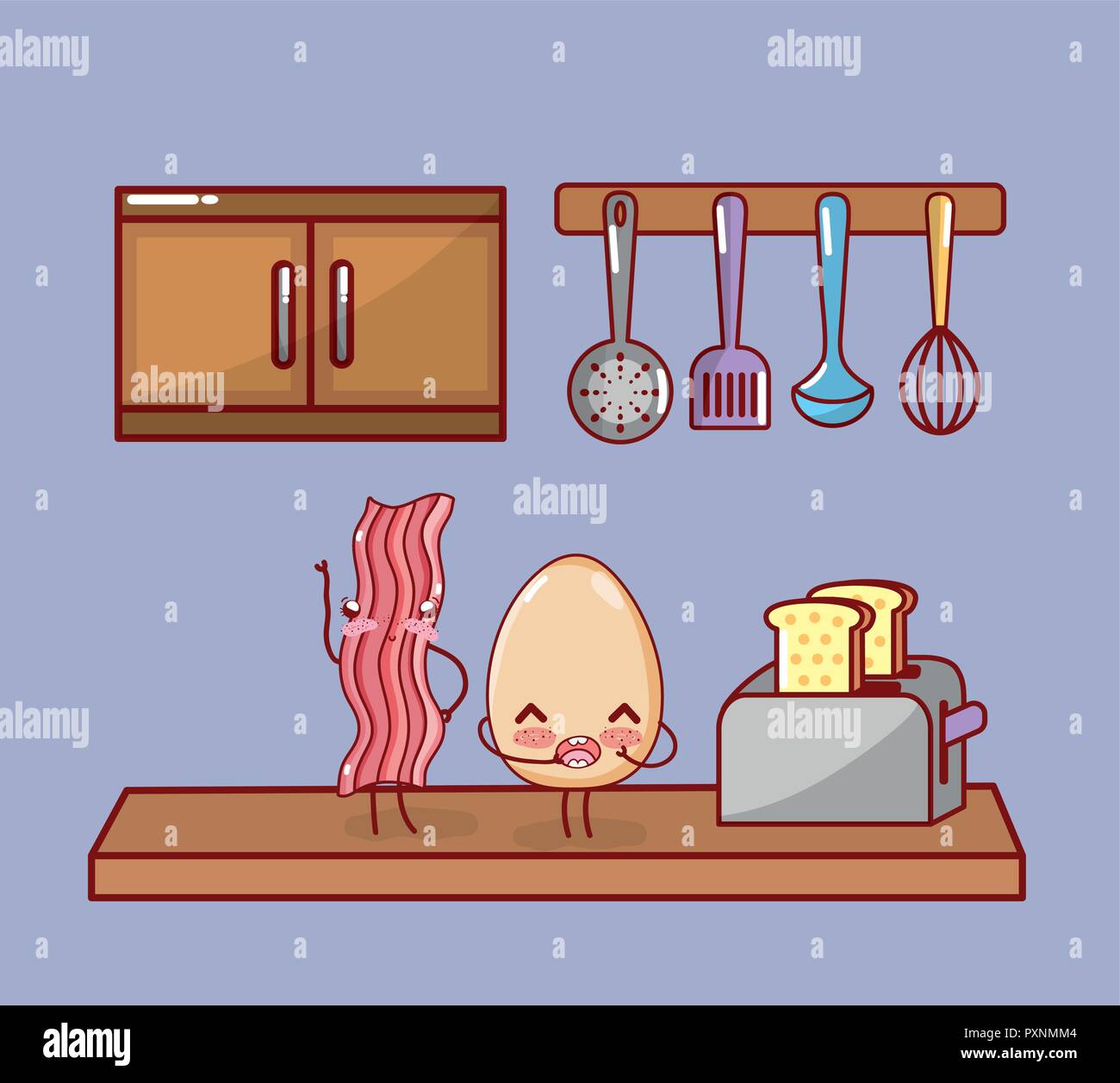 kitchen shelf cartoon kawaii cartoon Stock Vector Image & Art - Alamy