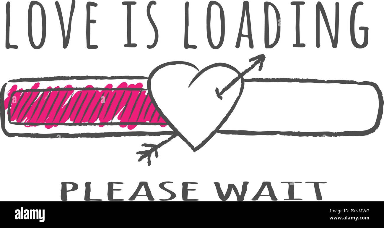Progress bar with inscription - Love is loading and heart shape with ...