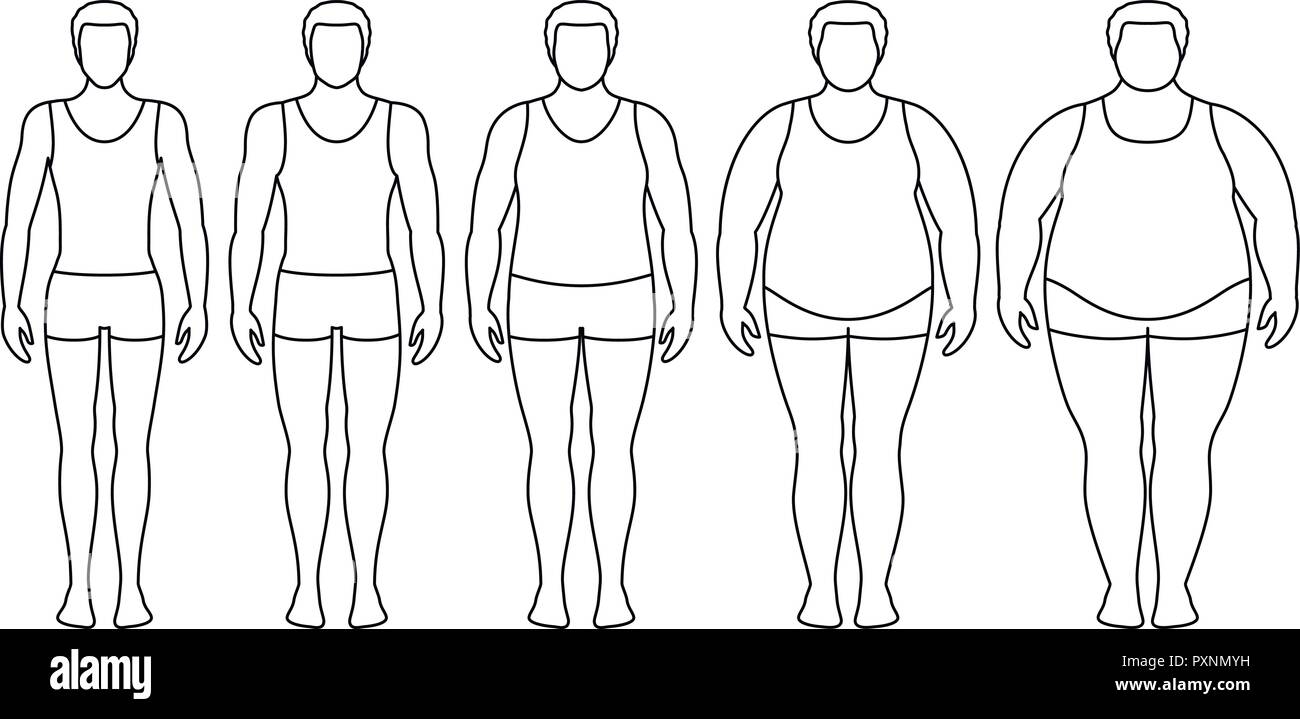 Body mass index vector illustration from underweight to extremely obese ...