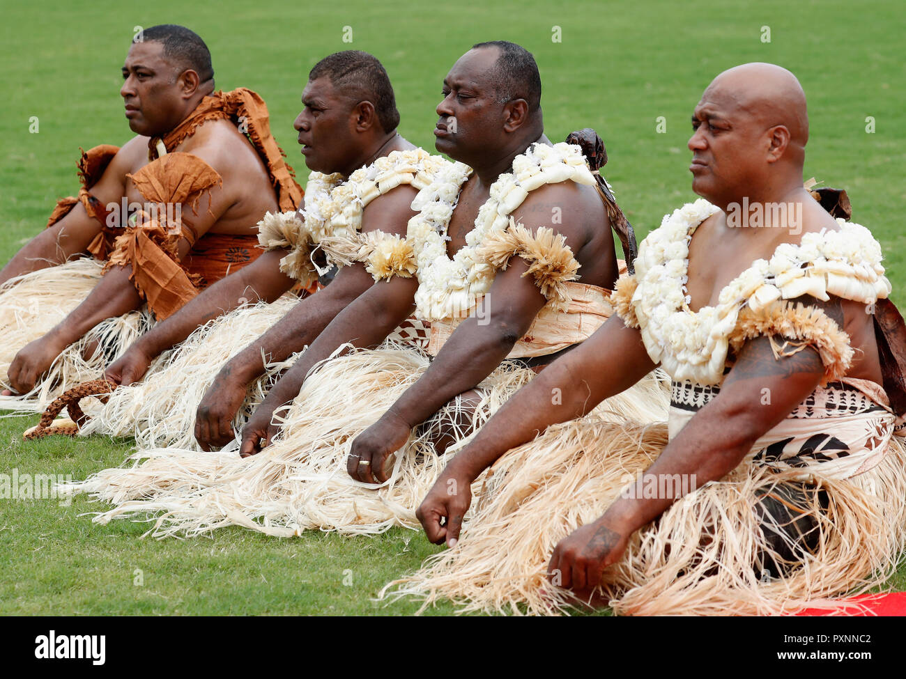 Fijian men in Alberts Park waiting the arrival of the Duke and Duchess ...