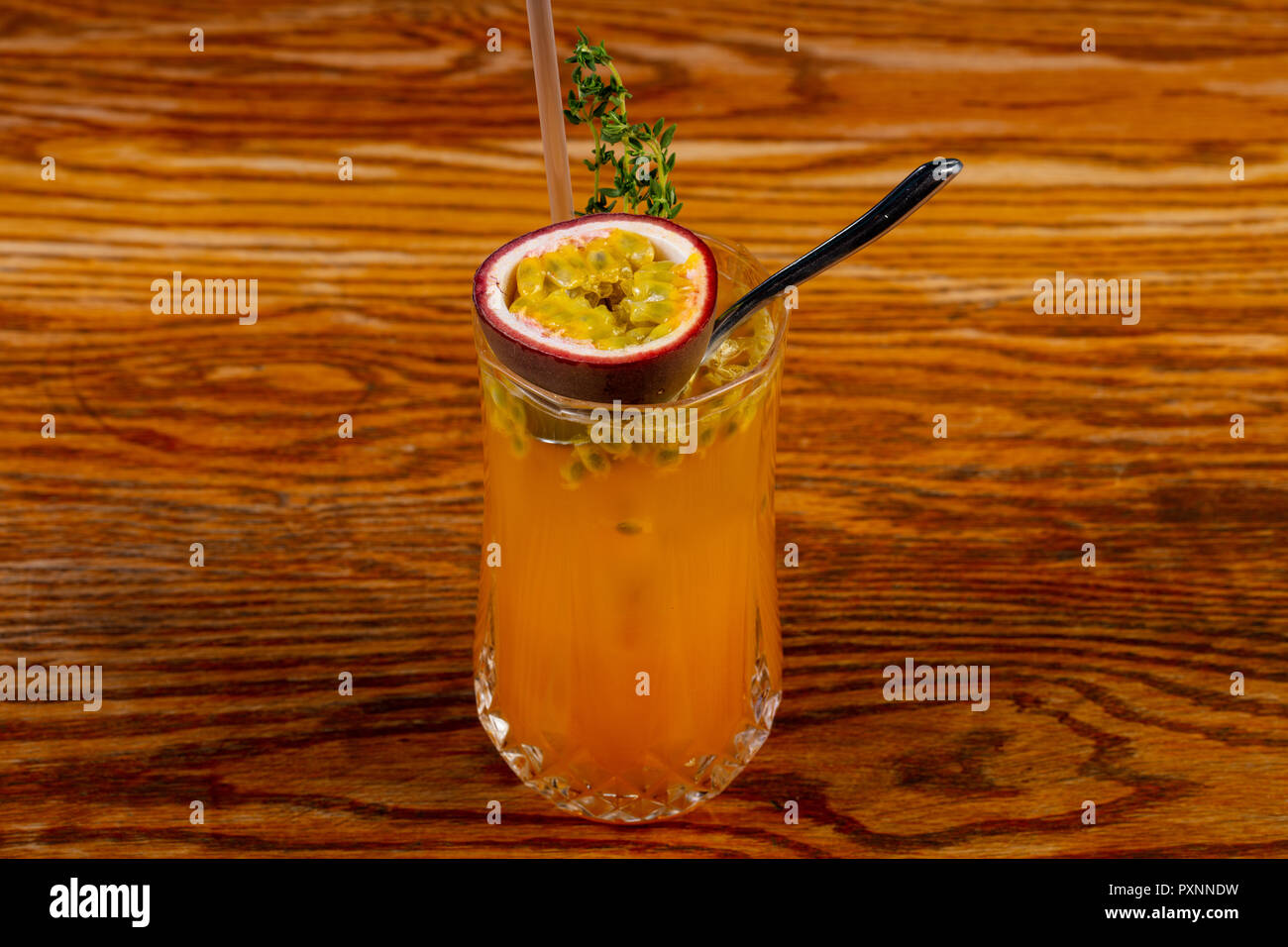 Passion fruit lemonade with seeds Stock Photo - Alamy