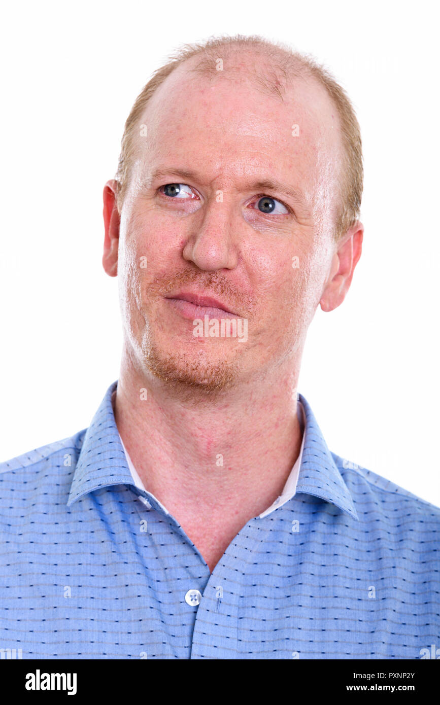 Face of businessman thinking while looking up Stock Photo - Alamy