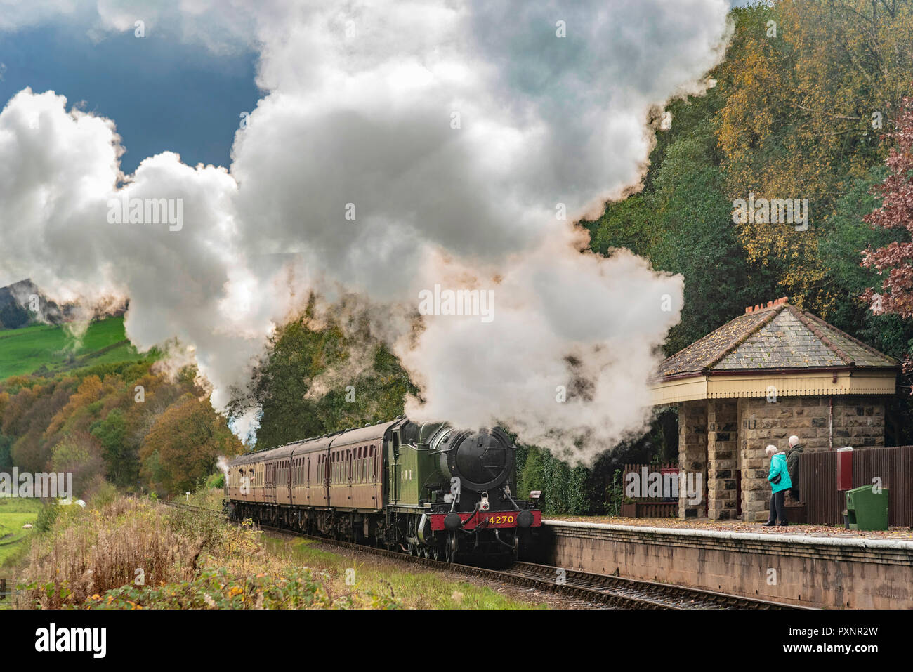 GWR tank engine type steam locomotive at Irwell Vale on the East ...