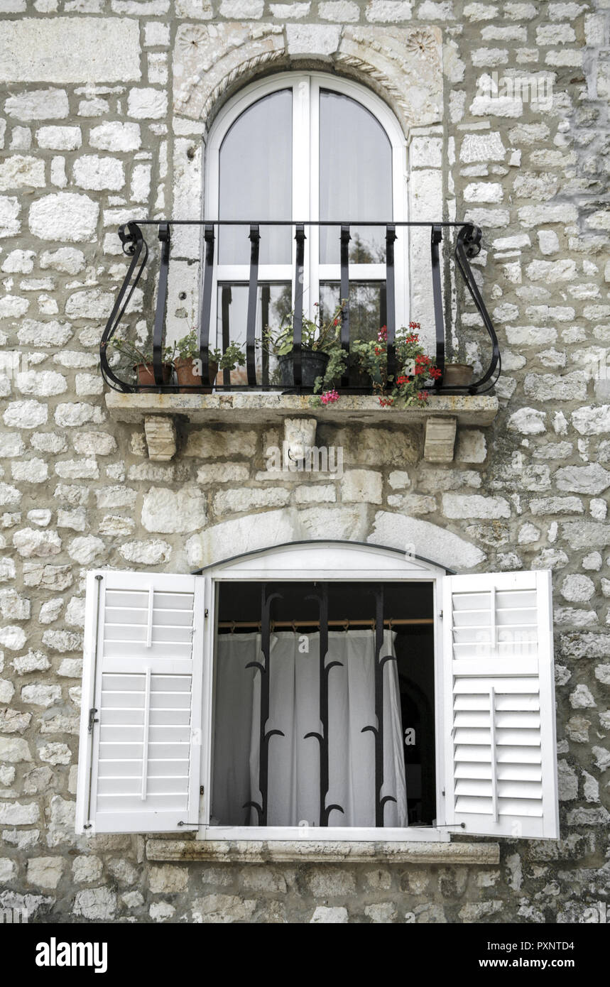 Croatia, Island Rab, City of Rab, House windows Stock Photo - Alamy
