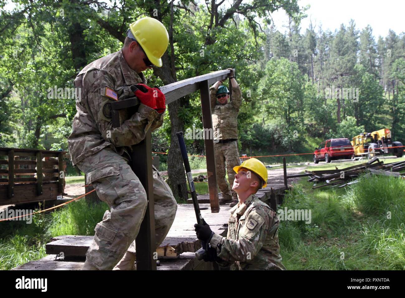 U.S. Army Spc. Chris Leibel, vertical construction engineer for the ...