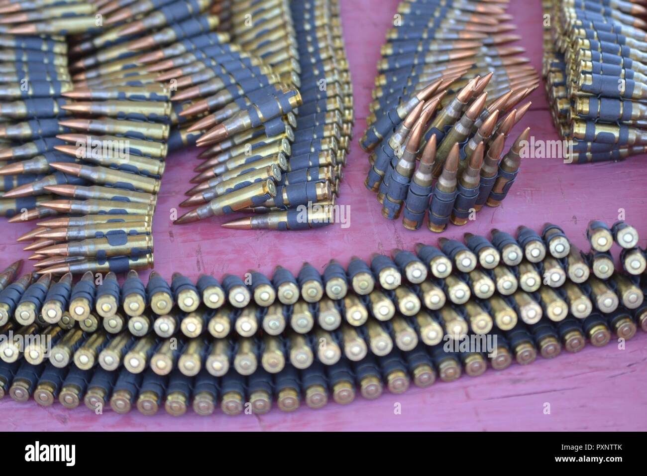 Rounds of 7.62mm ammunition stand ready for use as Soldiers qualify on ...