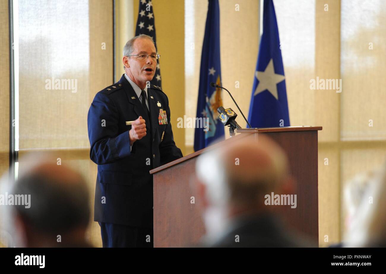 Maj. Gen. Bob LaBrutta, 2nd Air Force commander, delivers remarks ...
