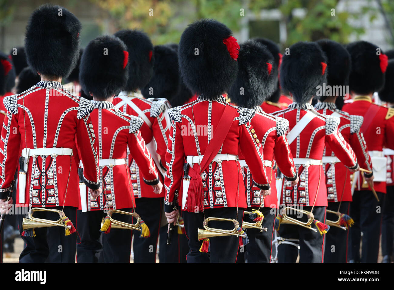 Coldstream Guards arrives at Horse Guards Parade, London, for the ...