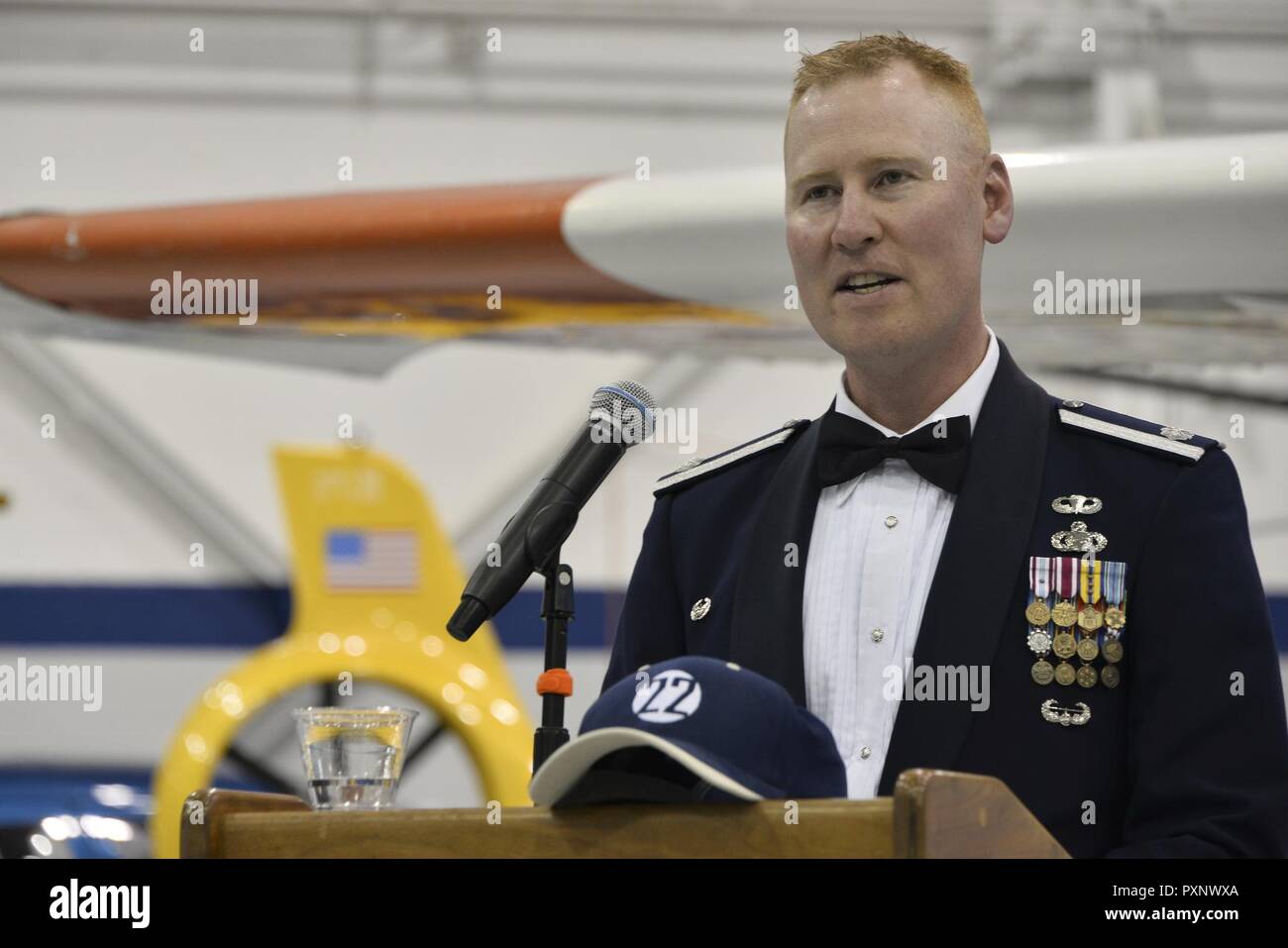 Lt. Col. Dan Newton, 22d Intelligence Squadron commander, speaks during ...