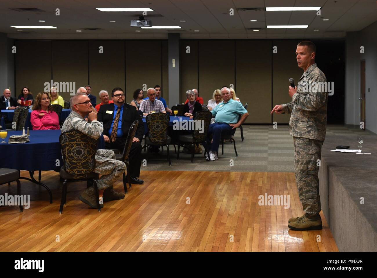 U.S. Air Force Col. Charles Brown, 19th Airlift Wing commander, gave ...