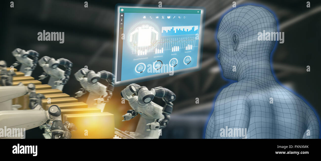 iot industry 4.0 concept,industrial engineer using artificial ...