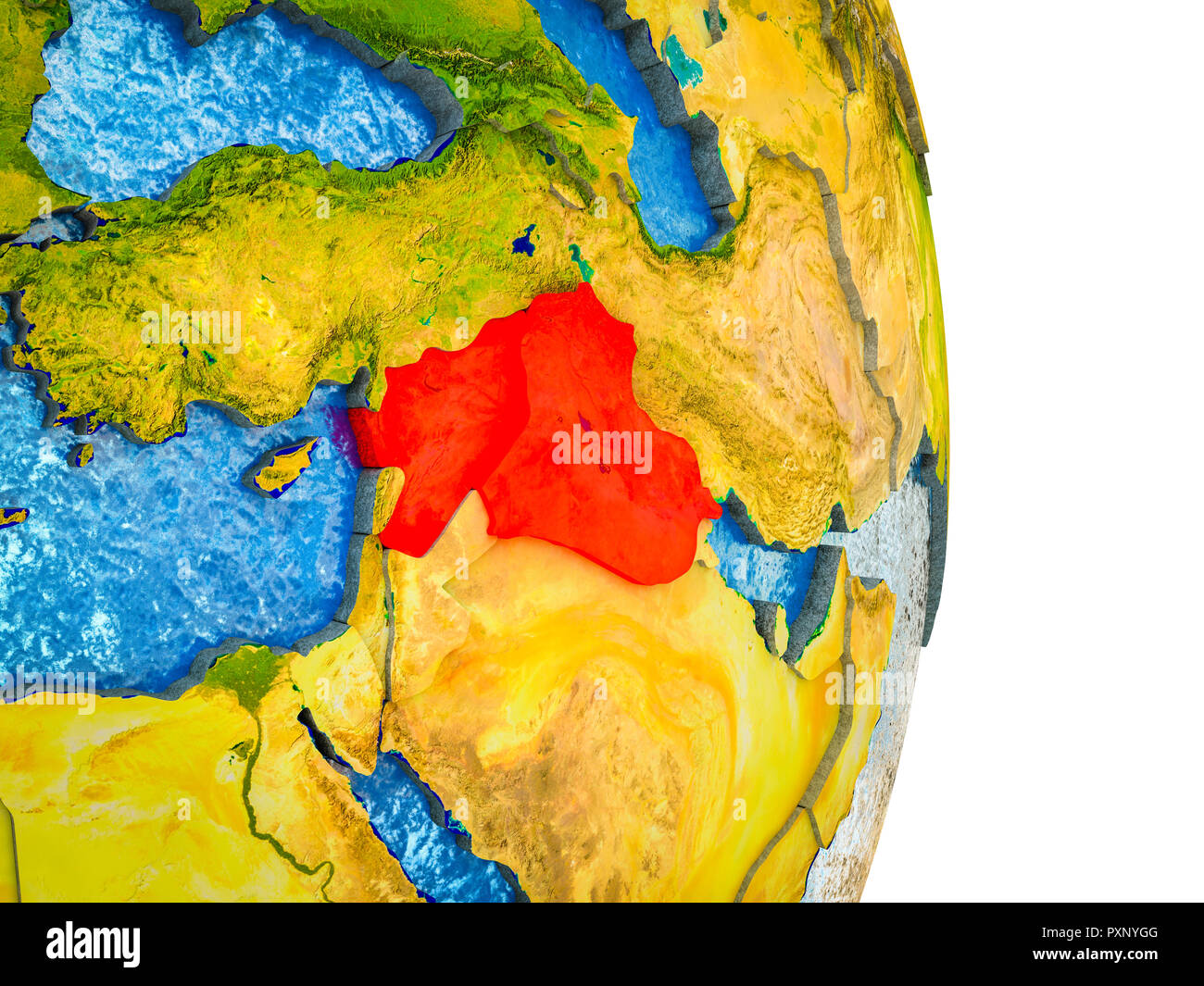 Islamic State on 3D model of Earth with divided countries and blue ...