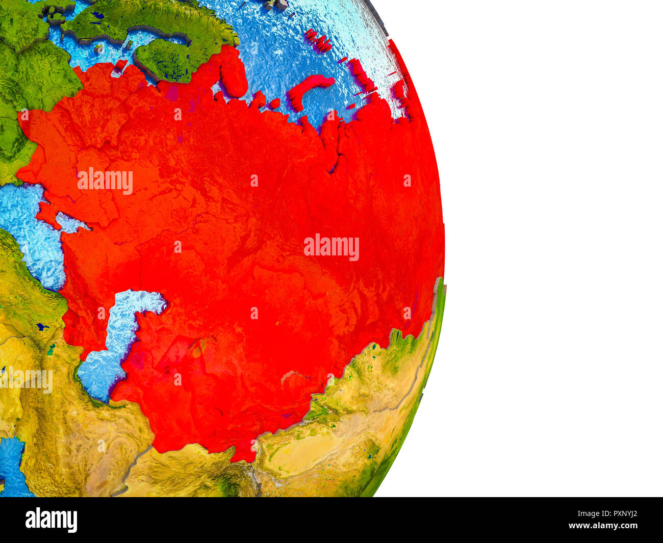 Former Soviet Union on 3D model of Earth with divided countries and ...