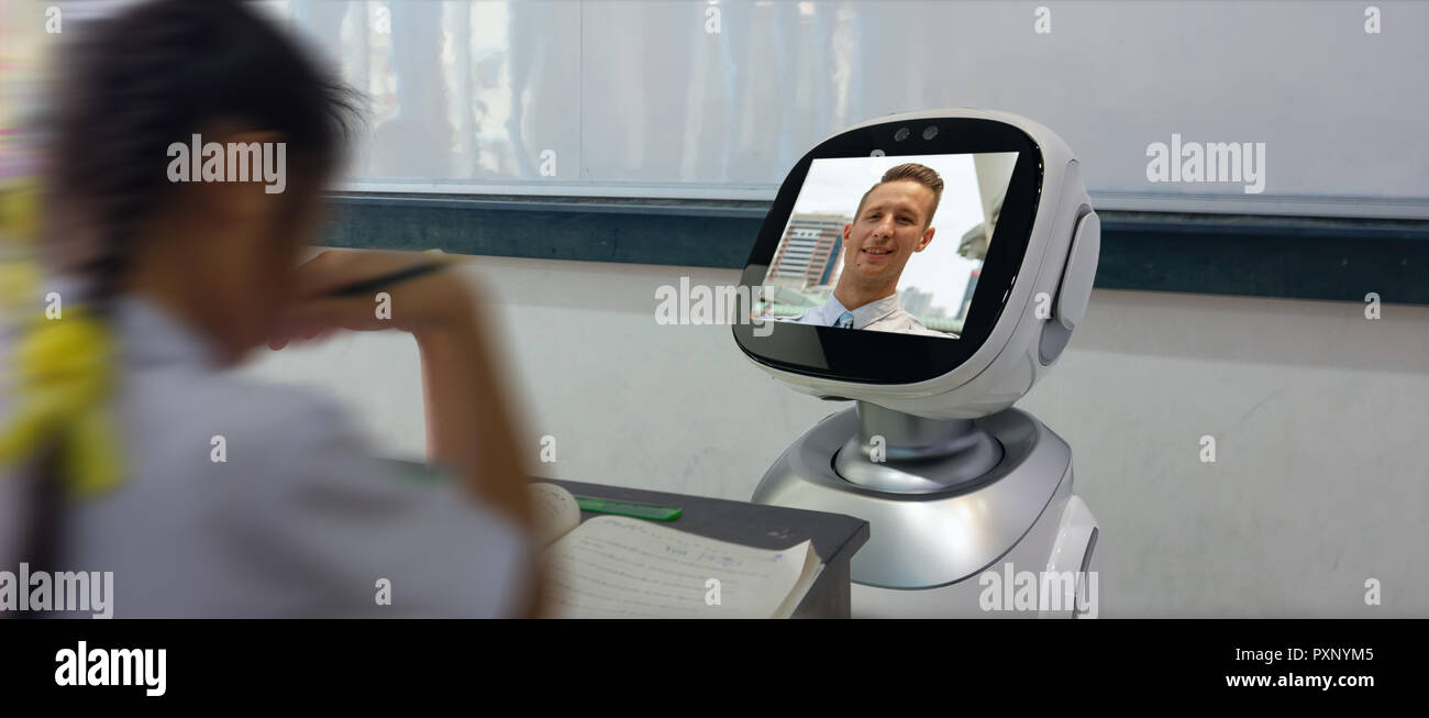 smart education industry futuristic concept, robotic assistant with ...