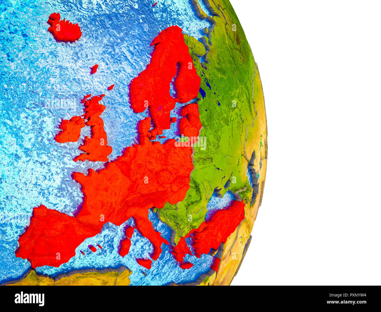 OECD European members on 3D model of Earth with divided countries and ...