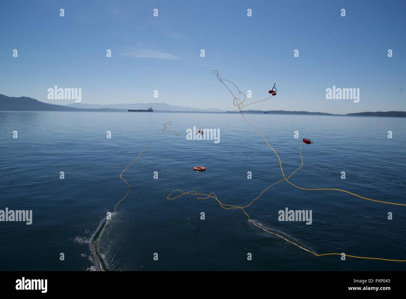 Heaving lines tossed by members aboard the Coast Guard Cutter Terrapin ...