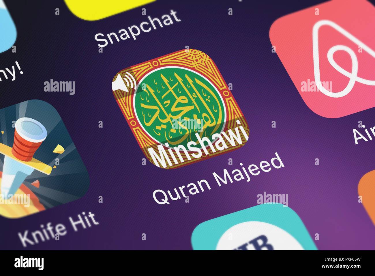 London, United Kingdom - October 23, 2018: Close-up shot of the Quran ...