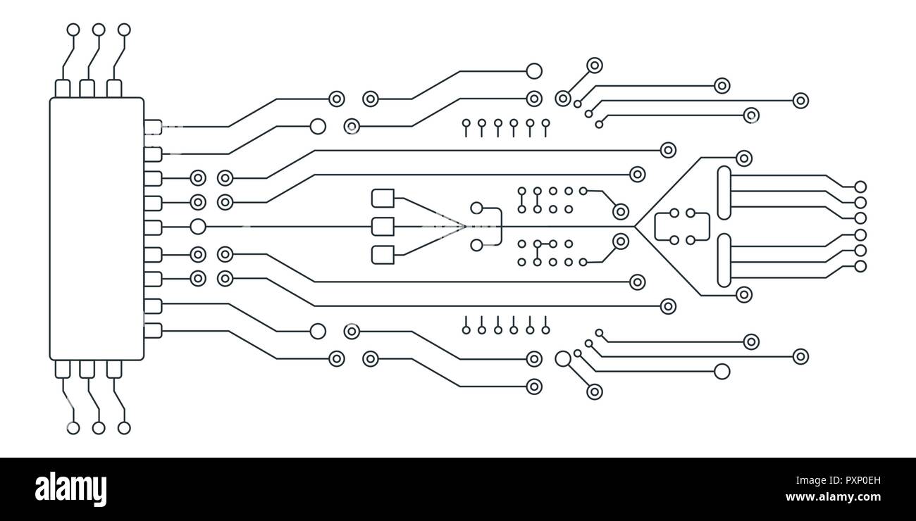 Circuit board line concept. Accessories for digital devices Stock ...