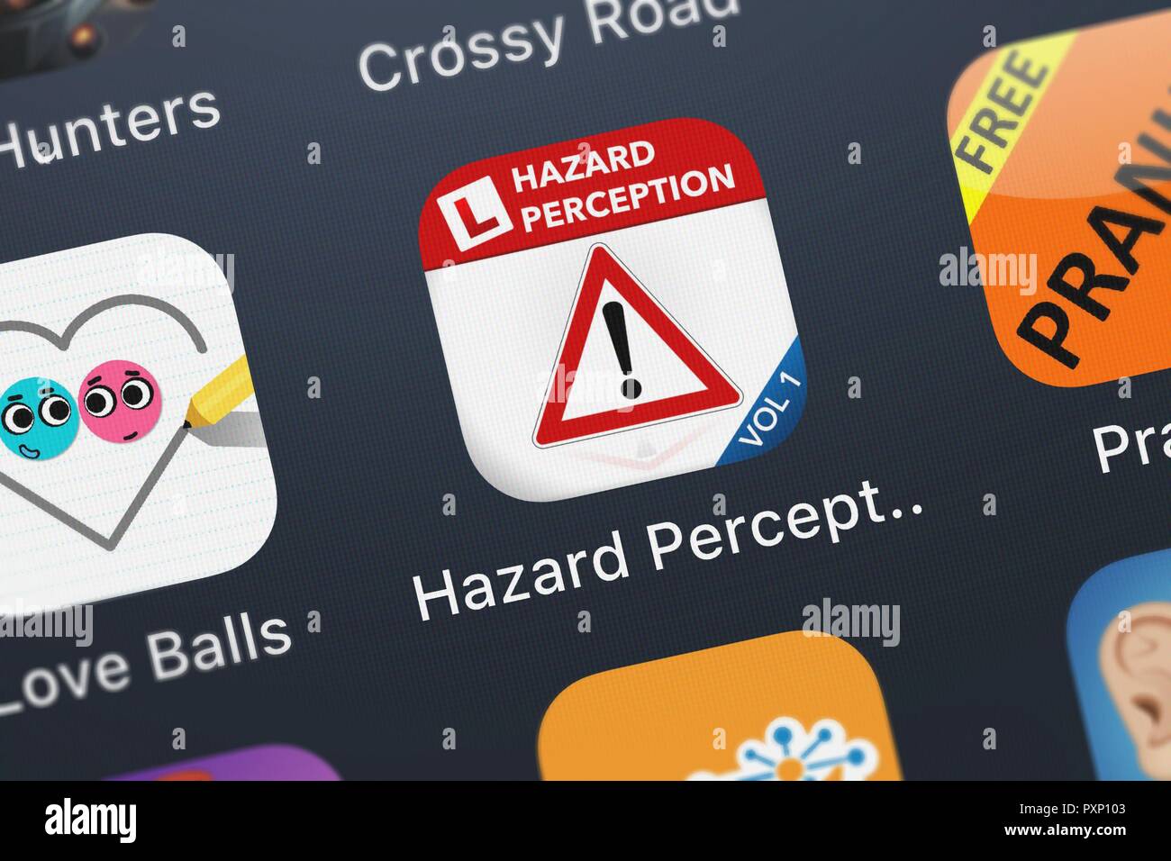 London, United Kingdom - October 23, 2018: Close-up of the Hazard ...