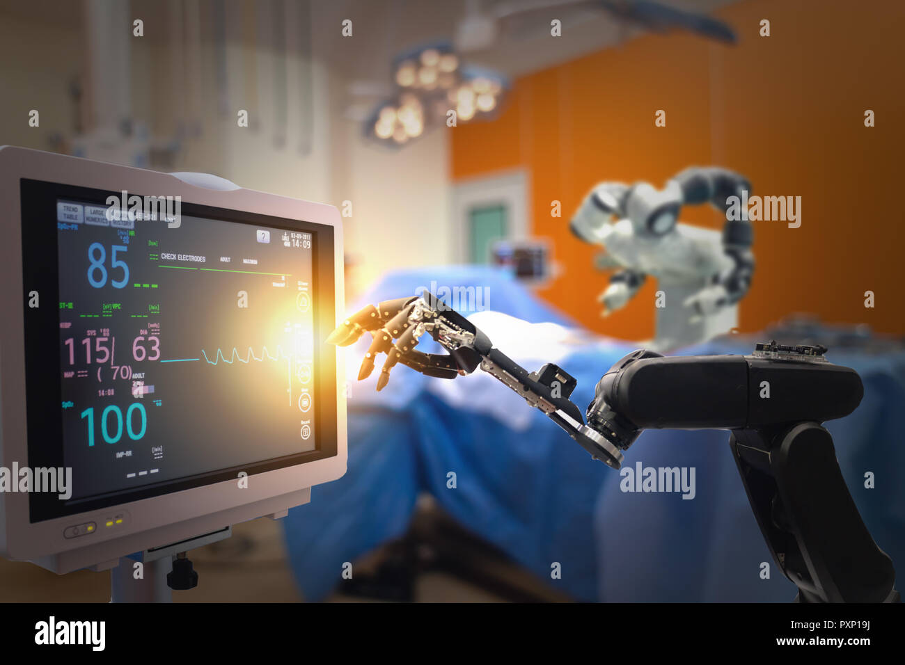 smart medical technology concept,advanced robotic surgery machine at ...