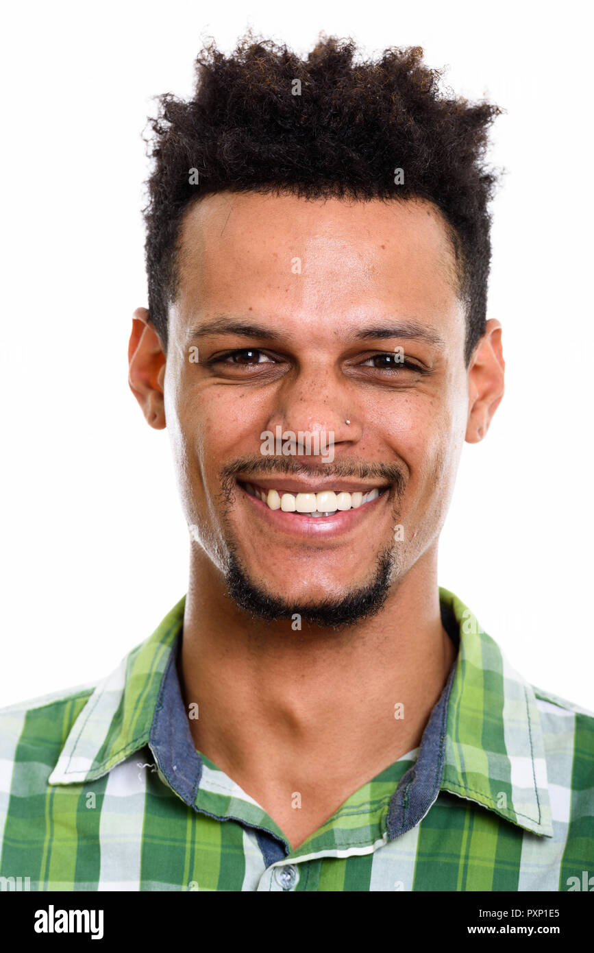 Face of young happy African man smiling Stock Photo - Alamy