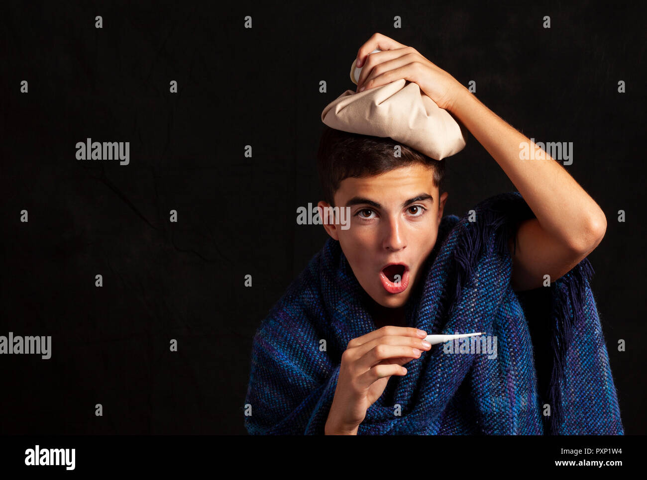 illness teenager - funny expression Stock Photo - Alamy