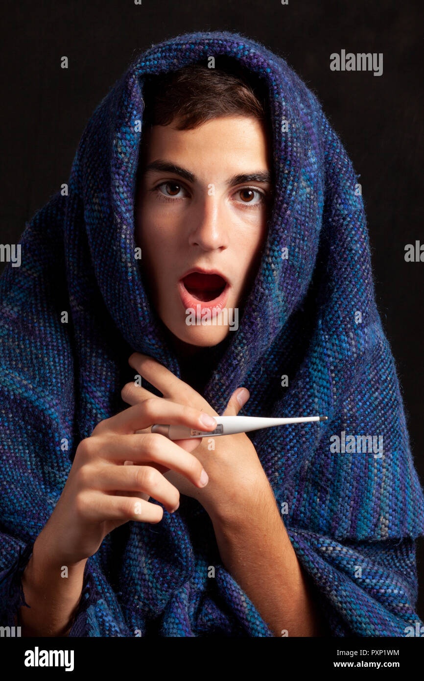 illness teenager - funny expression Stock Photo - Alamy