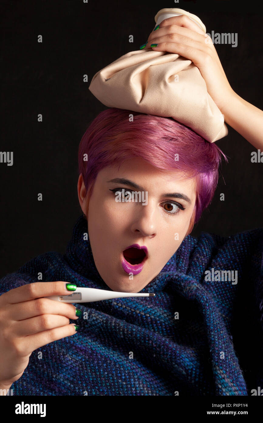 illness girl - funny expression Stock Photo - Alamy