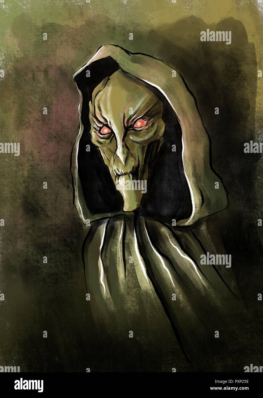 evil necromancer illustration Stock Photo - Alamy