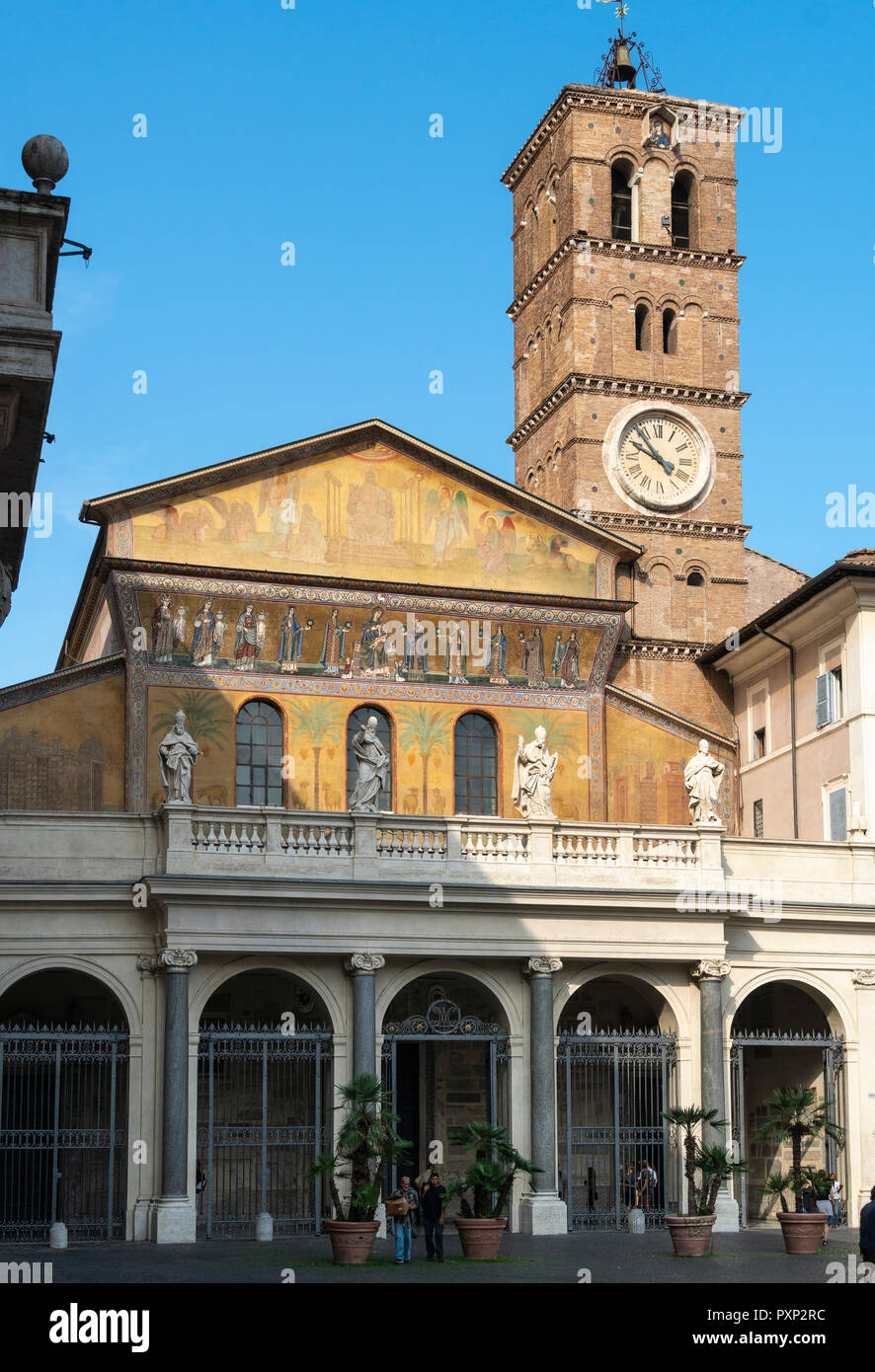 Facade of the Basillica of Santa Maria in Trastevere one of the oldest ...