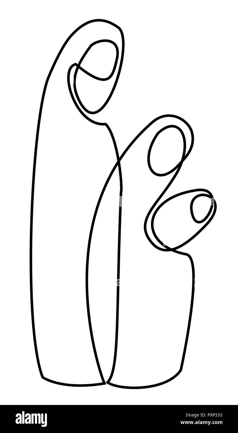 Nativity scene with Holy Family one line drawing Stock Vector Image ...