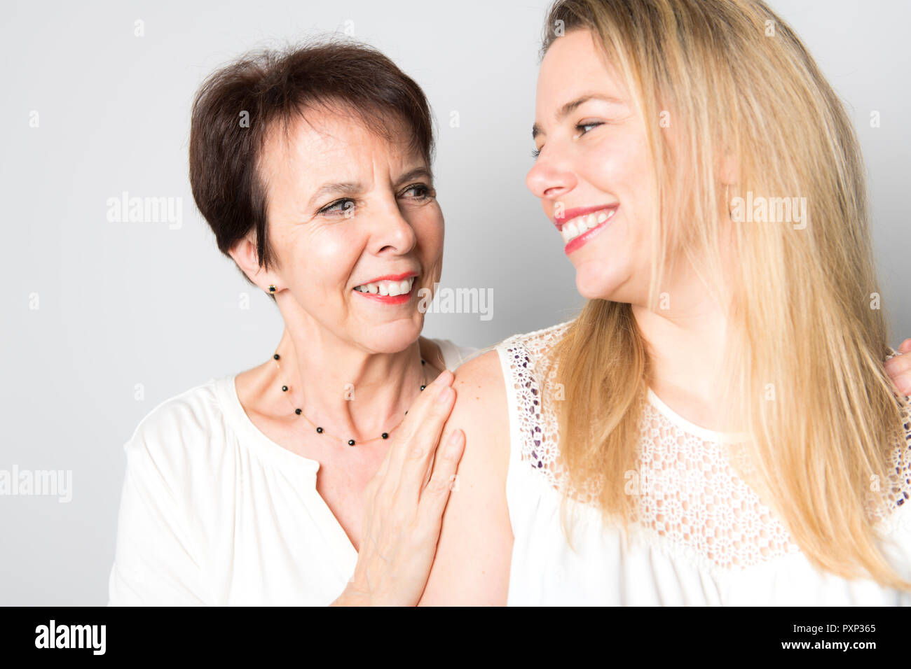 A Senior mother with 40 years old daughter Stock Photo - Alamy