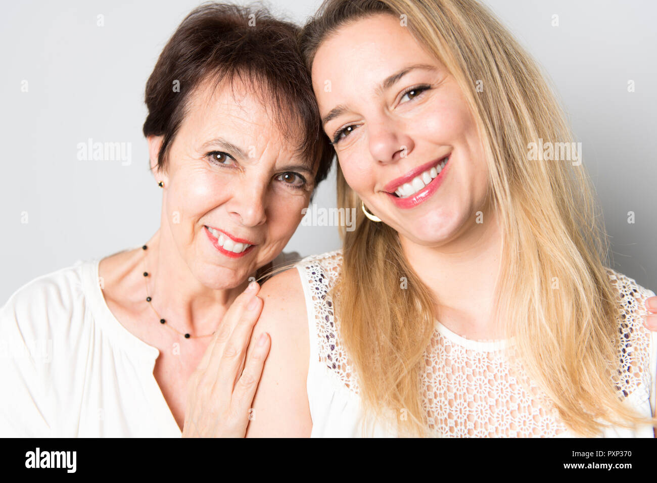 A Senior mother with 40 years old daughter Stock Photo - Alamy