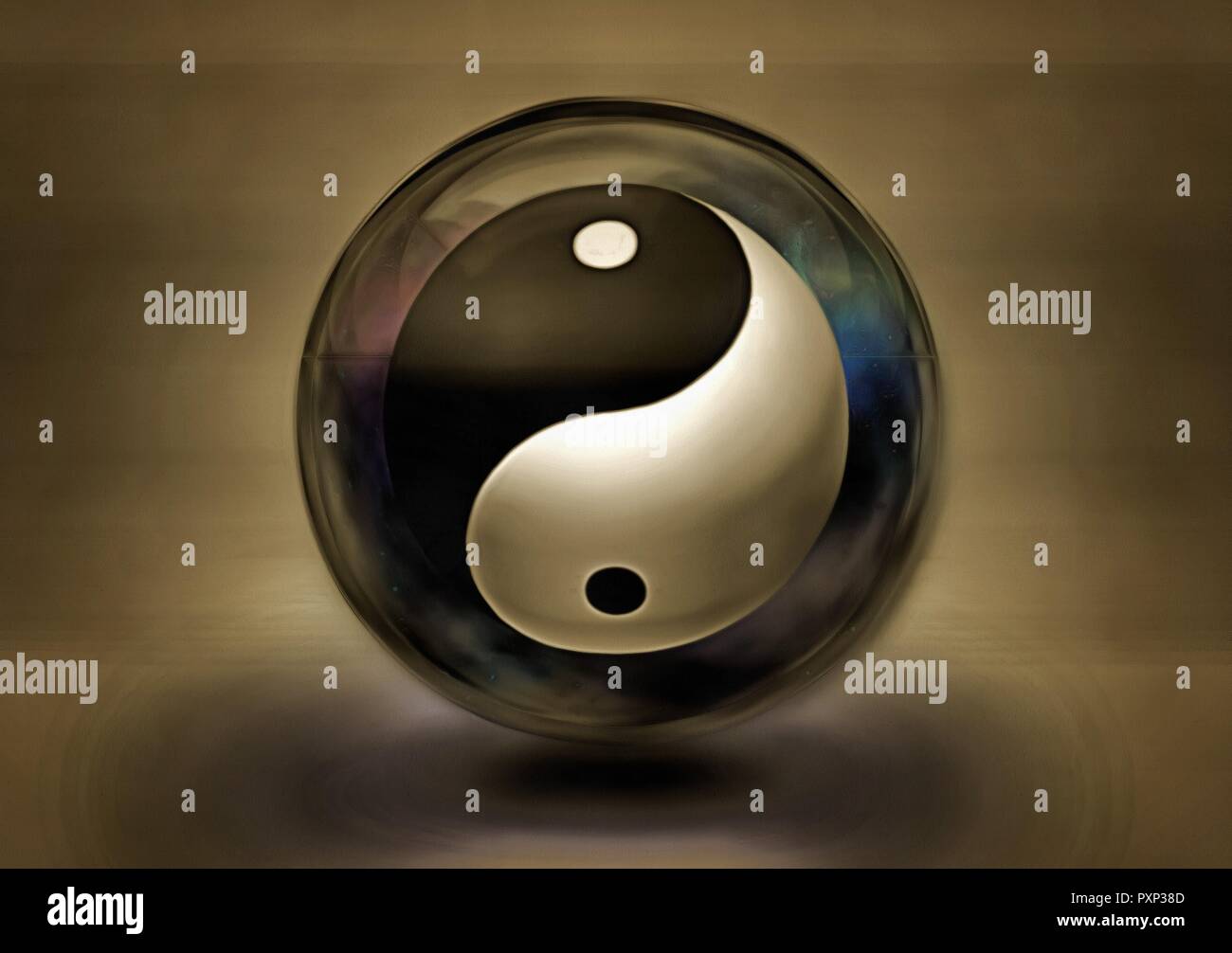 Painting on canvas. Yin Yang sign. 3D rendering Stock Photo - Alamy