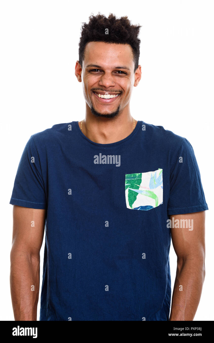 Studio shot of young happy African man smiling Stock Photo - Alamy