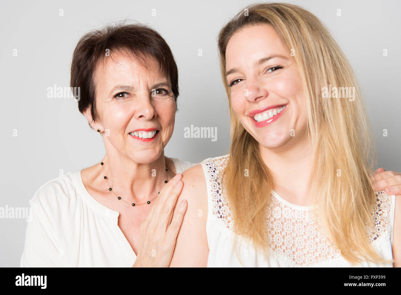 A Senior mother with 40 years old daughter Stock Photo - Alamy