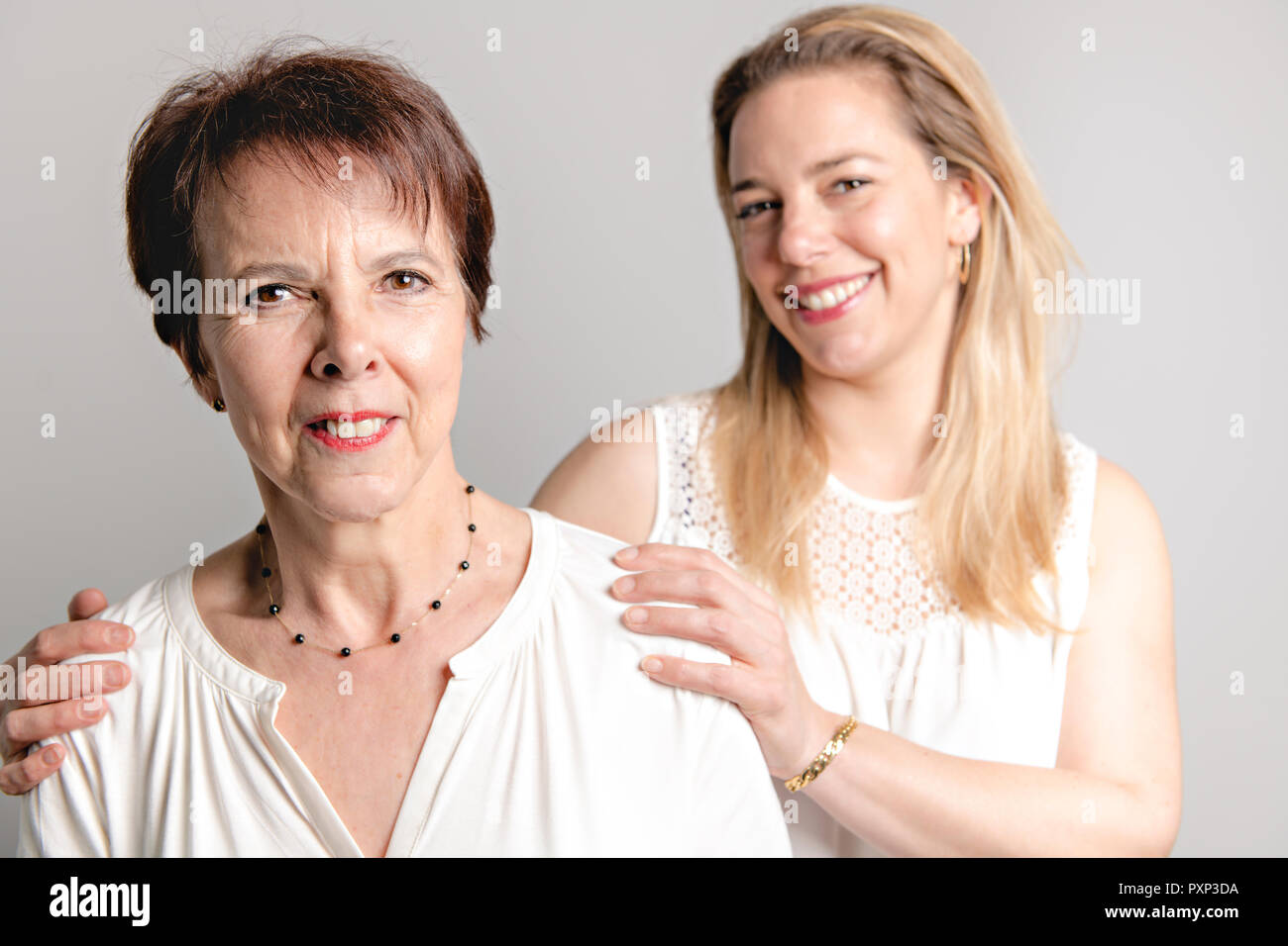 A Senior mother with 40 years old daughter Stock Photo - Alamy