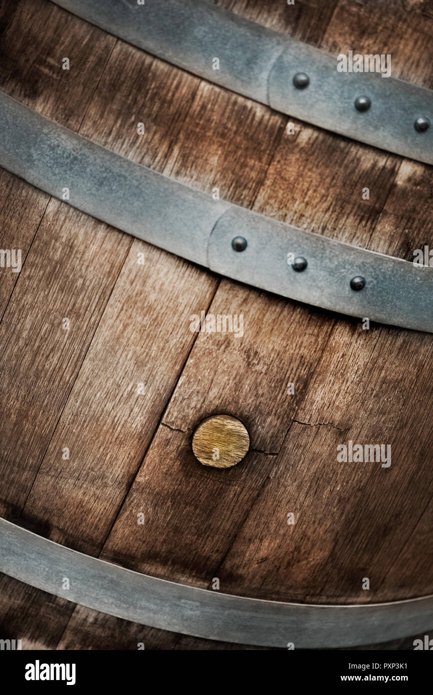 Wooden barrel background in a French cellar Stock Photo - Alamy