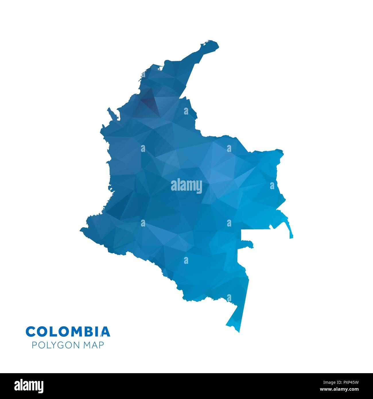 Map of Colombia. Blue geometric polygon map Stock Vector Image & Art ...